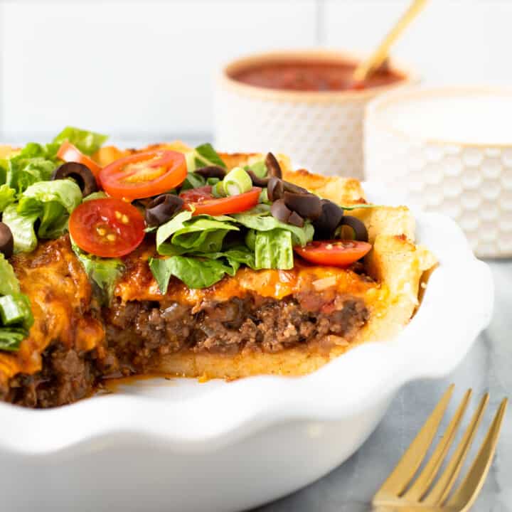 Classic Beef Taco Pie with an Easy Masa Crust - Everyday Pie