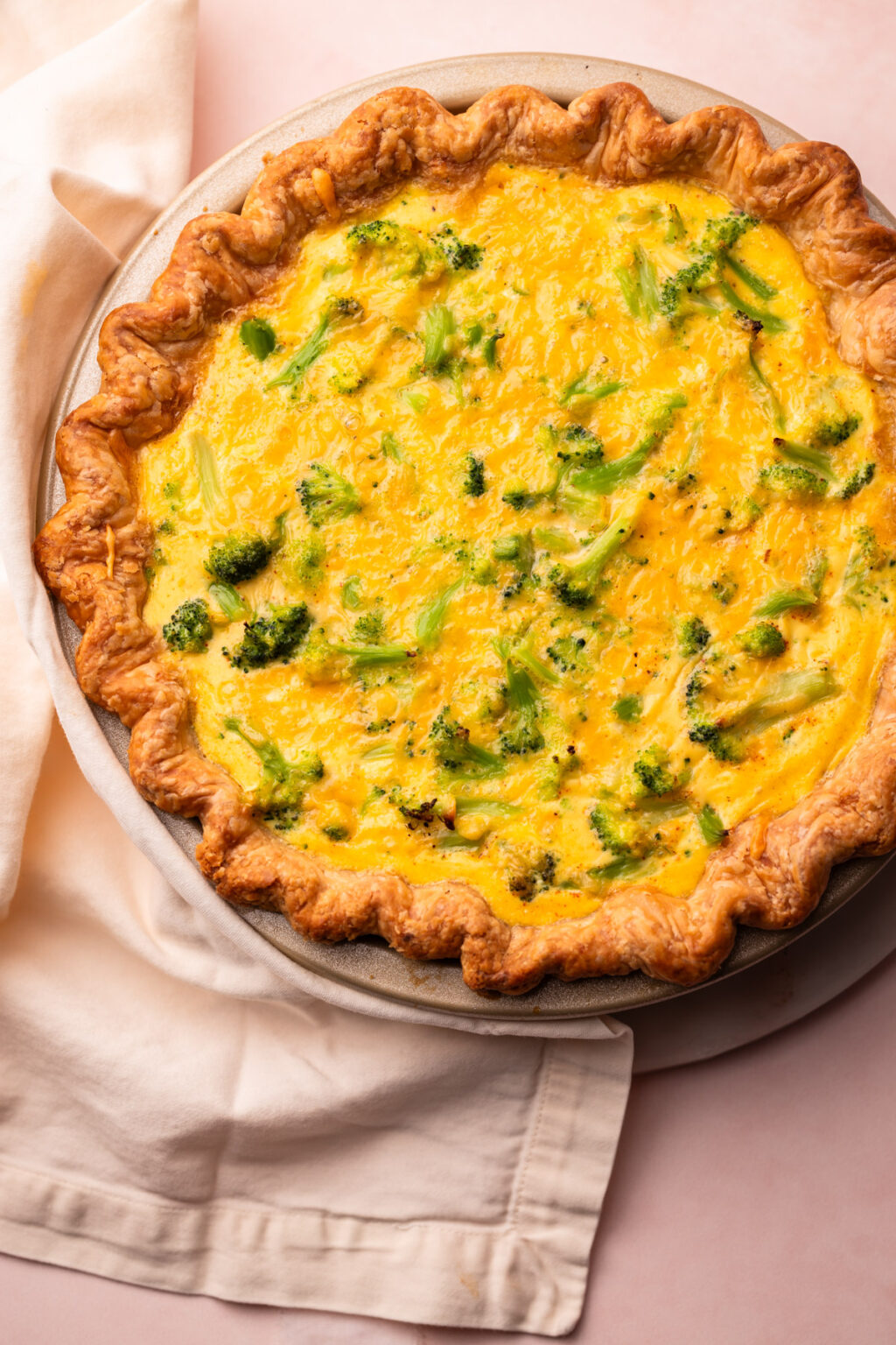 Broccoli Cheddar Quiche with a Spelt Crust - Everyday Pie