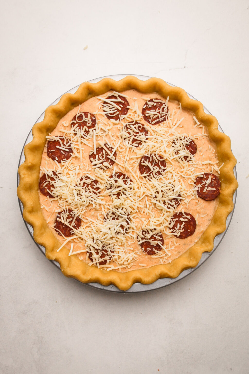Pepperoni Pizza Quiche - Everyday Pie